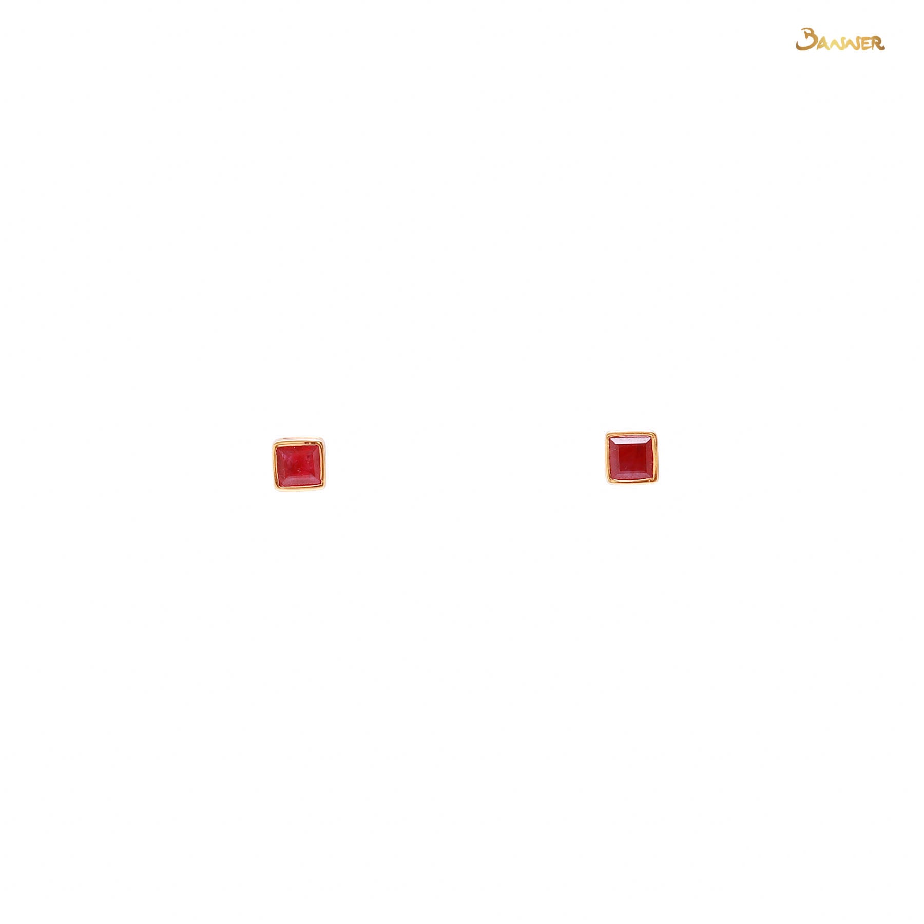 Emerald-cut Ruby Stud Earrings