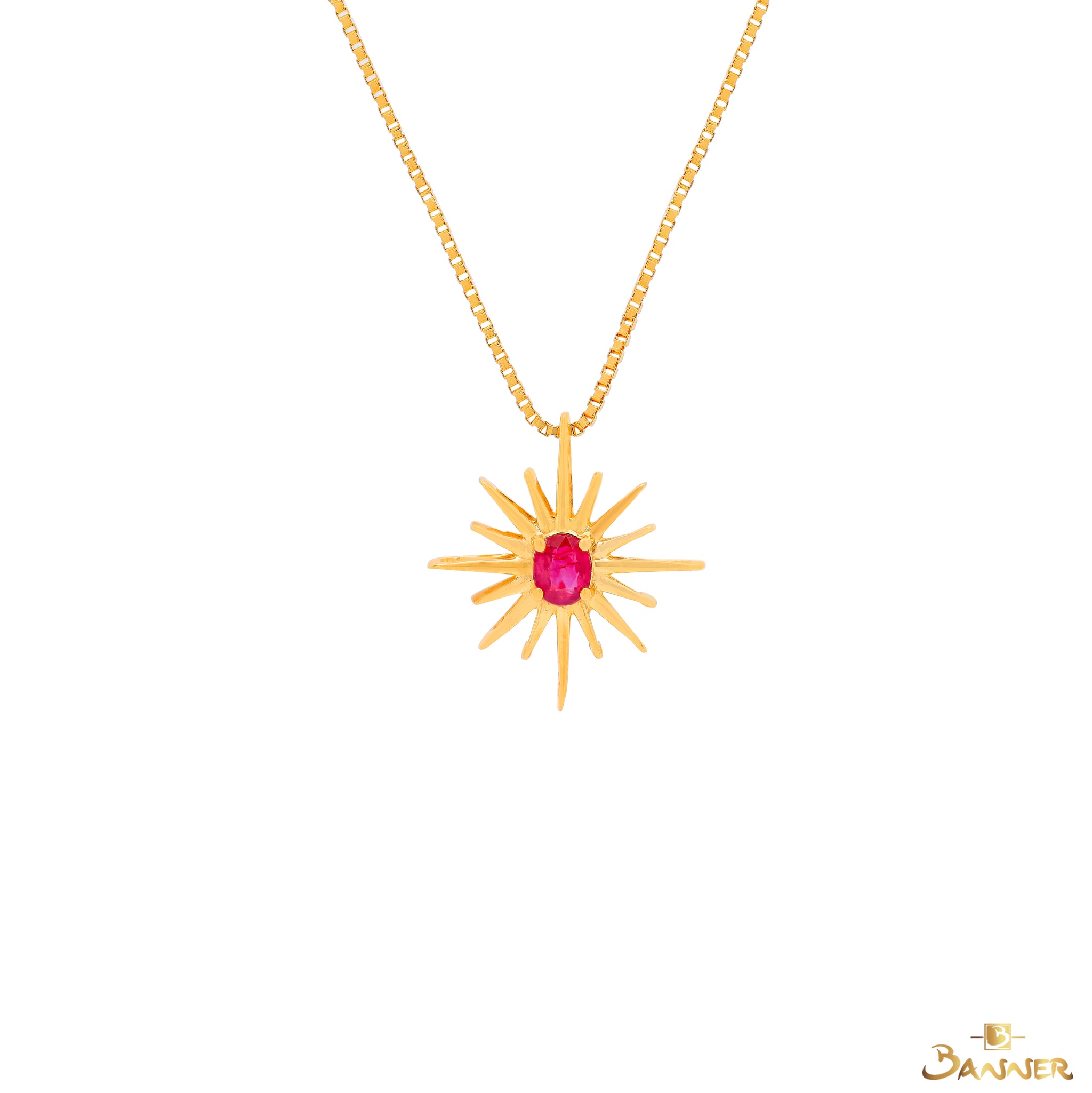 Ruby Sunflower Pendant