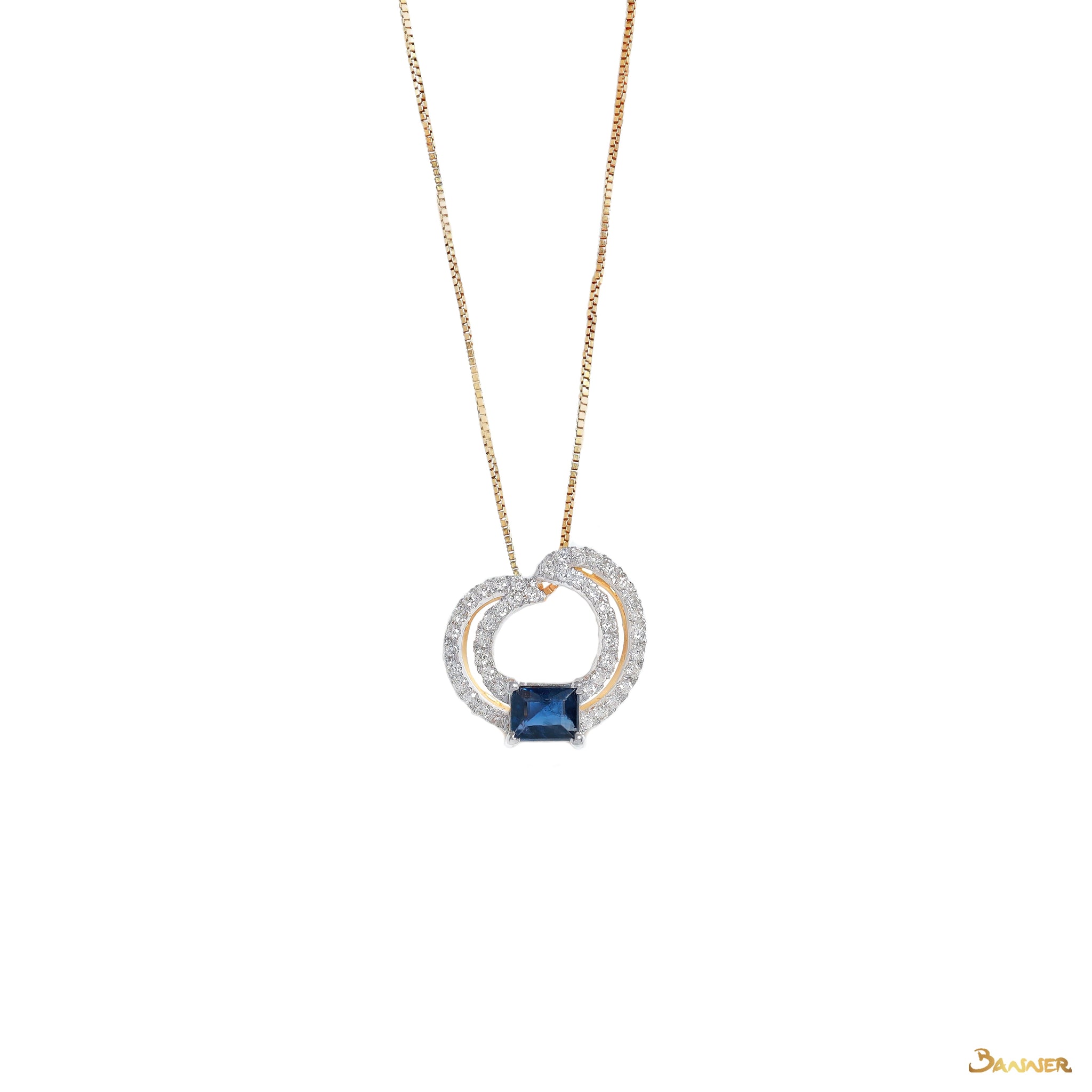 Sapphire and Diamond Double Helix Pendant